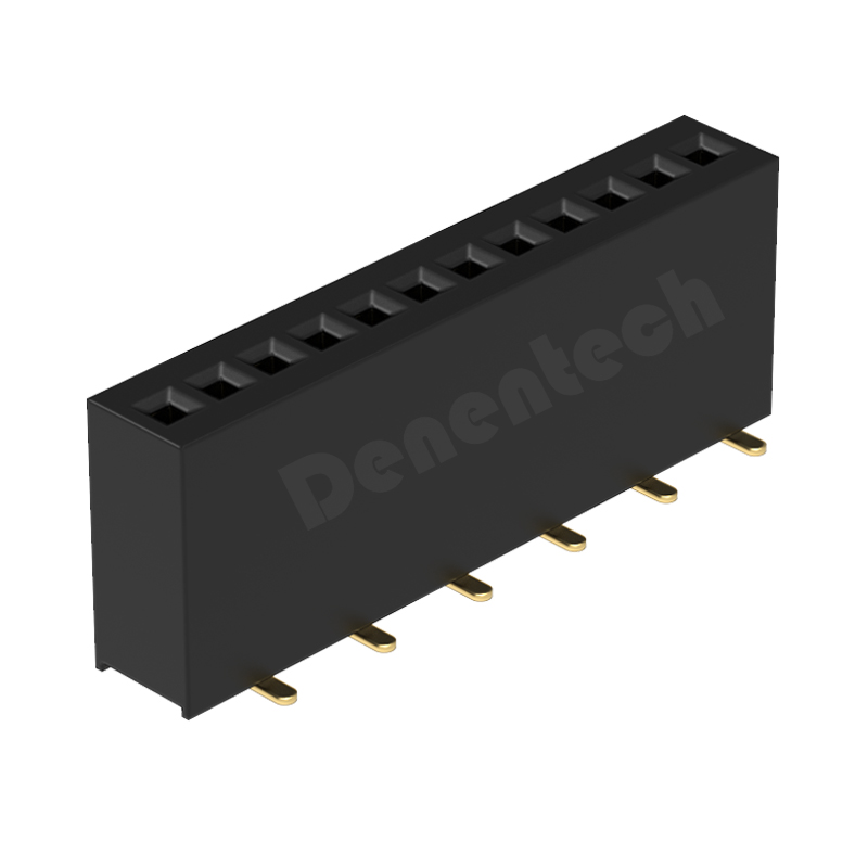 Denentech factory directly supply 1.27MM H5.7mm single row straight SMT female header connector ...